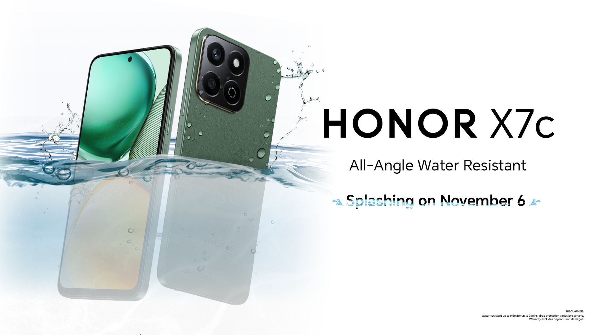 All-Angle Water-Resistant HONOR X7c, Splashing on November 6 | ReZirb